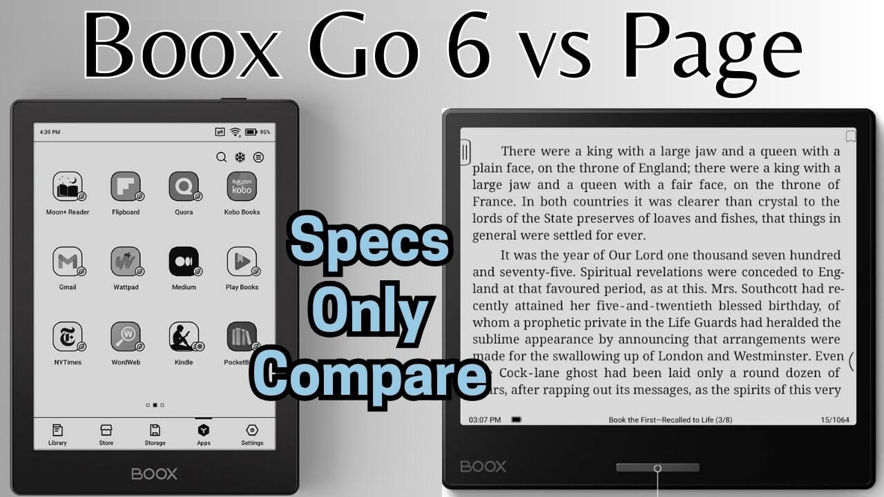 Boox Go 6 vs Page - Specs Comparison - WebToolo.com