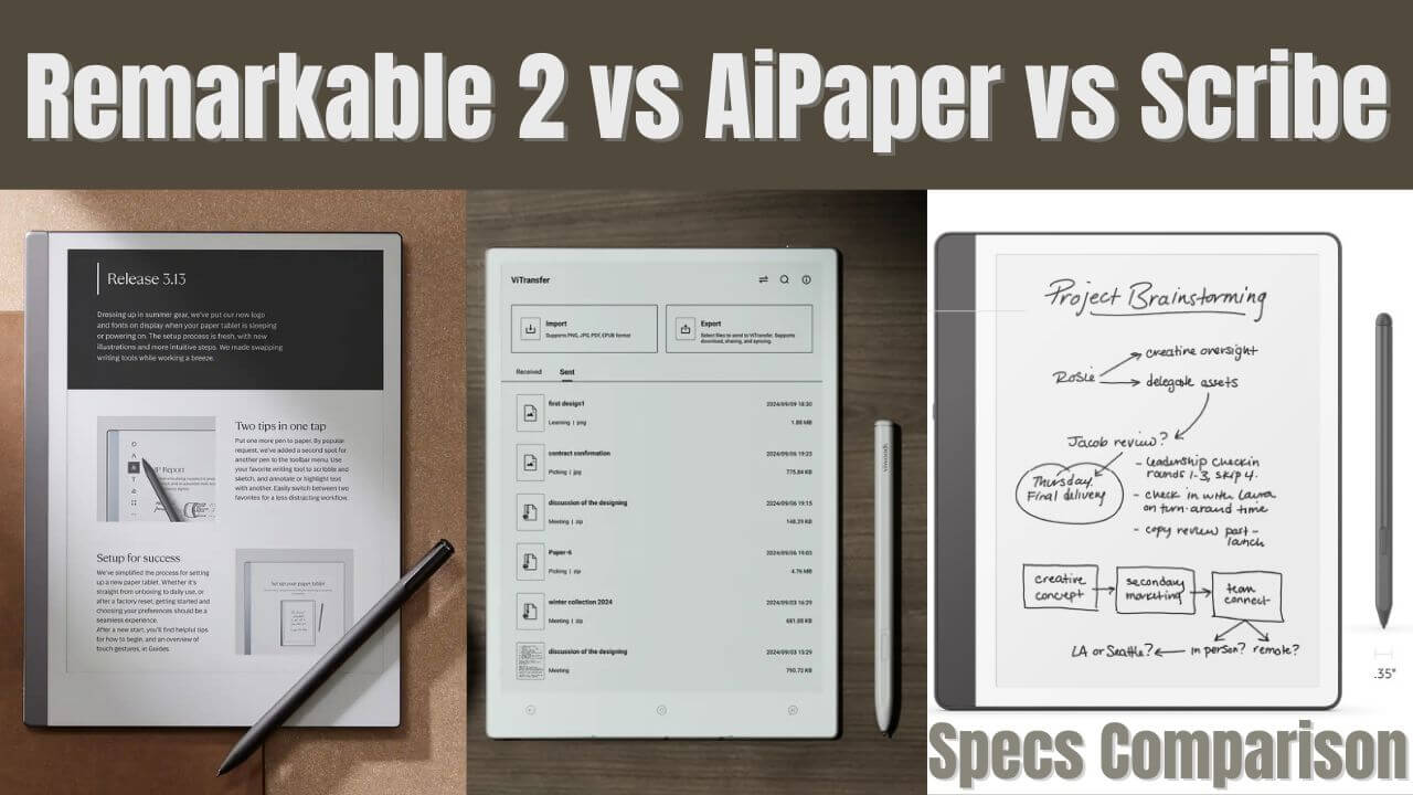 Remarkable 2 vs ViWoods AiPaper vs Kindle Scribe (Specs Comparison ...